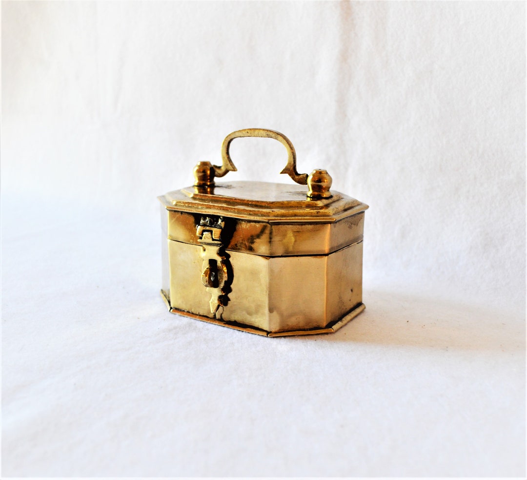 Brass Treasure Box Gold Trinket Jewelry Ring Tray Decorative Chest ...