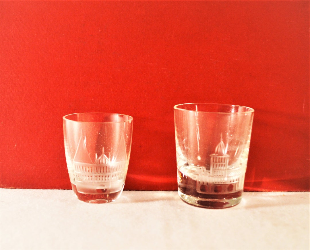 German Souvenir Shot Glasses Etched Set Schnapps Cups Barware Germany ...