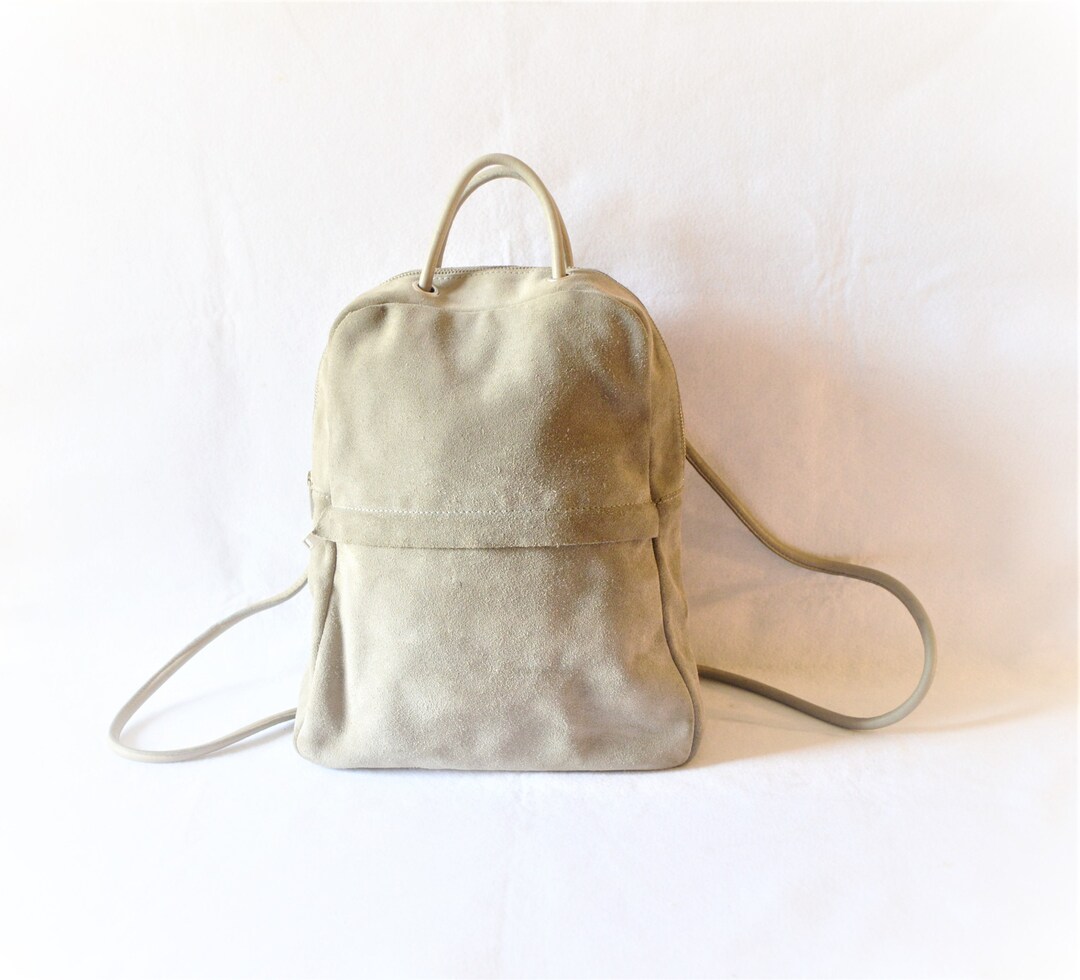 Suede Leather Backpack Gray COS Brand Minimalist Design Unisex Laptop ...