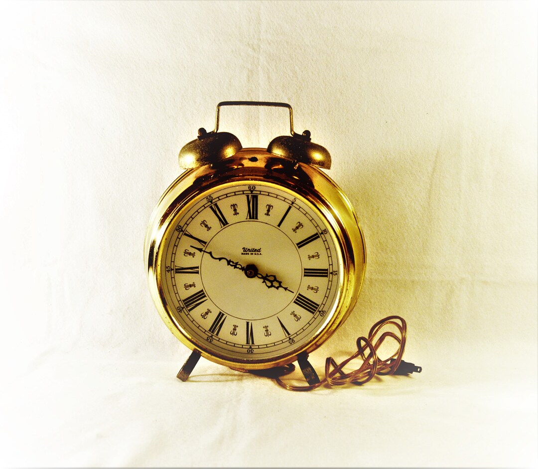 Twin Bells Alarm Clock Gold Wall Large Electric United Made in the USA ...
