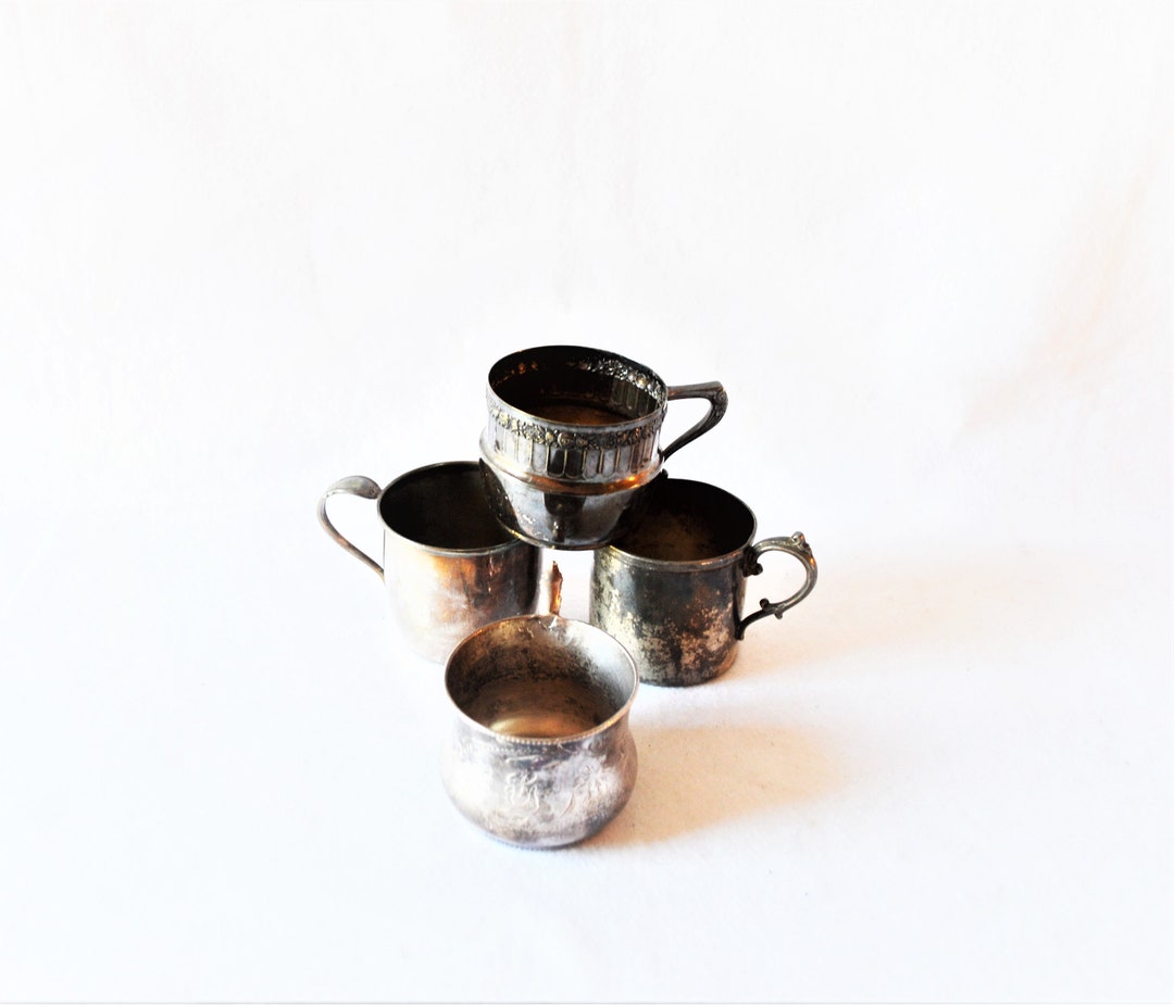 Small Silver Cup Teacup Coffee Mug Set of 4 Baby Victorian 259 ...