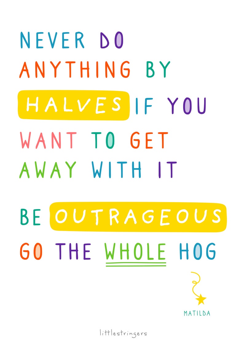 Matilda Quote Print: Roald Dahl Colourful Wall Art Print - Etsy