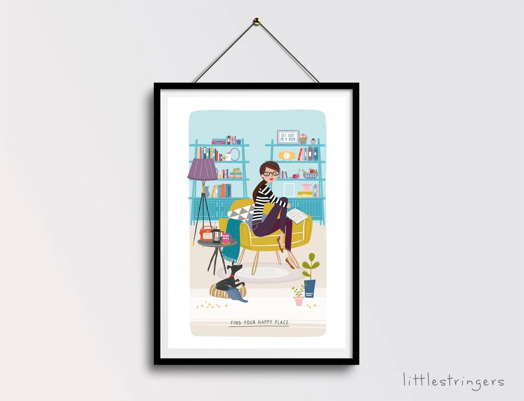 Personalised Reading Portrait, Book Illustration, Reading Gifts ...