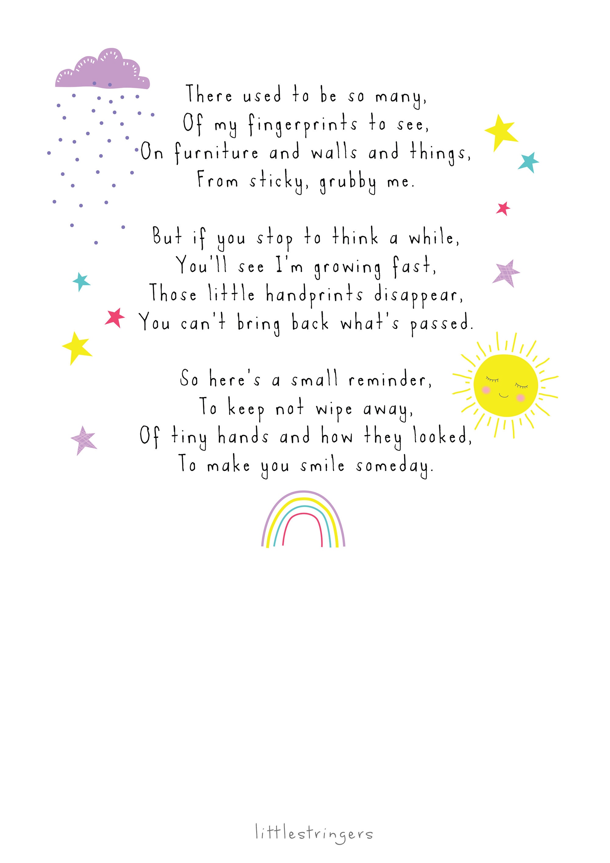 Baby Handprint Keepsake Print, Fingerprints Poem, Nursery Wall Art, New ...