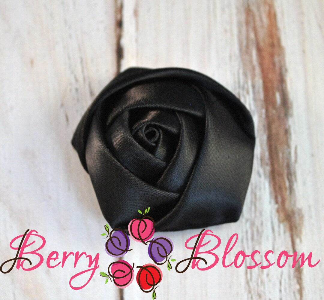 4 Pc Black Satin Rose 2 Inch Size Satin Rose Flowers Satin Smooth ...