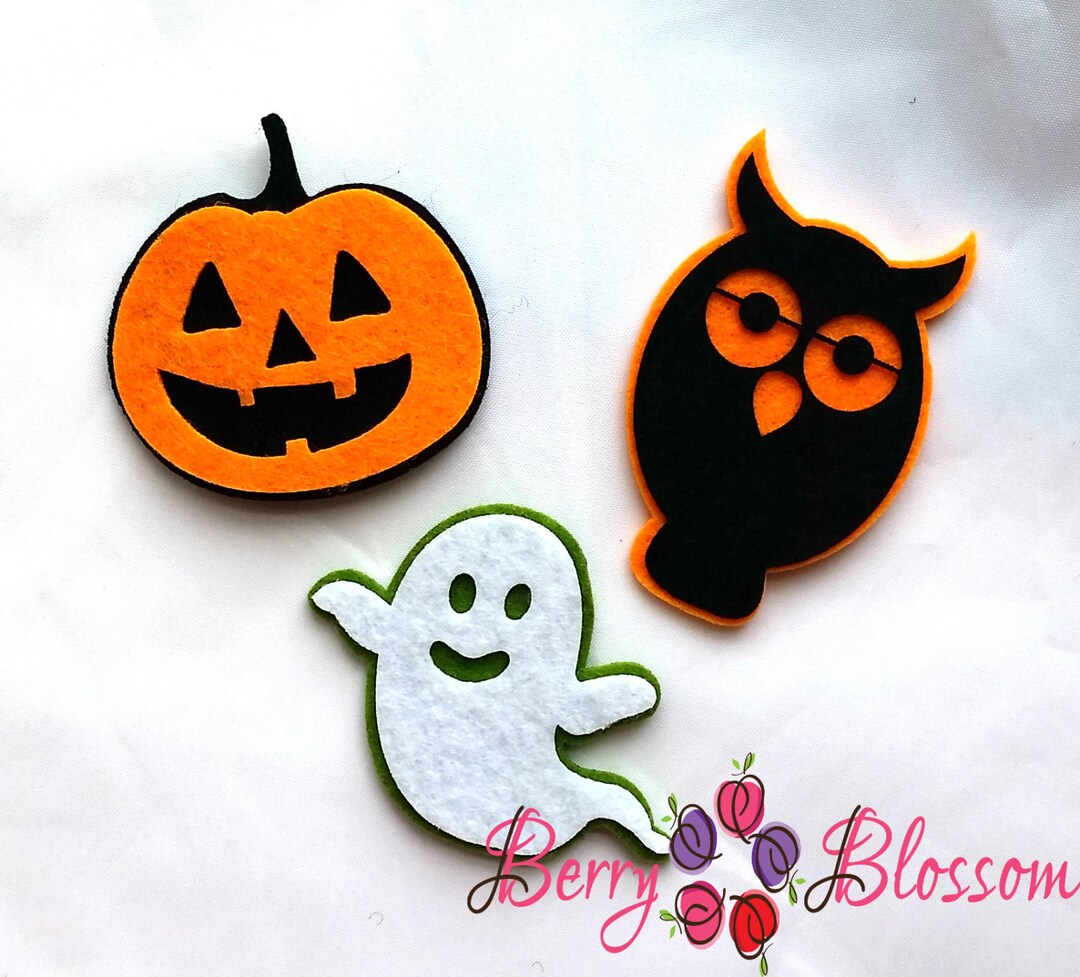 Halloween Collections of Pumpkin, Owls & Ghost Felts Halloween Appliqué ...