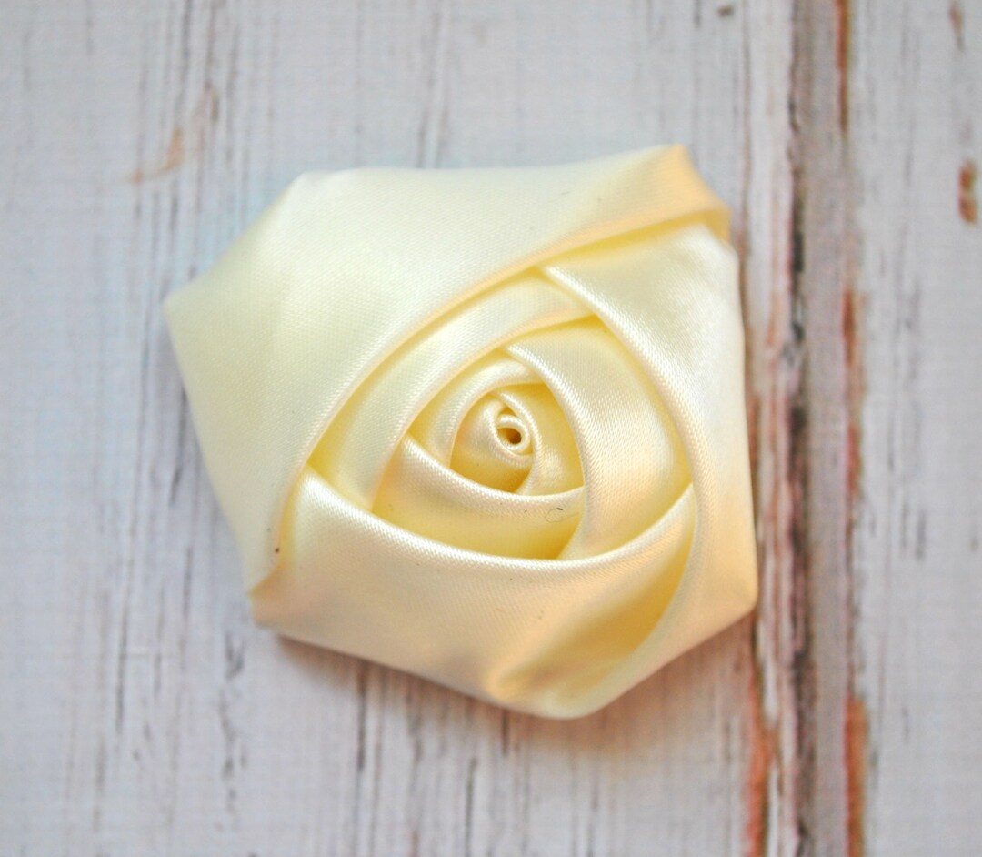 4 Pc Ivory Satin Rose 2 Inch Size Satin Rose Flowers Satin Smooth ...