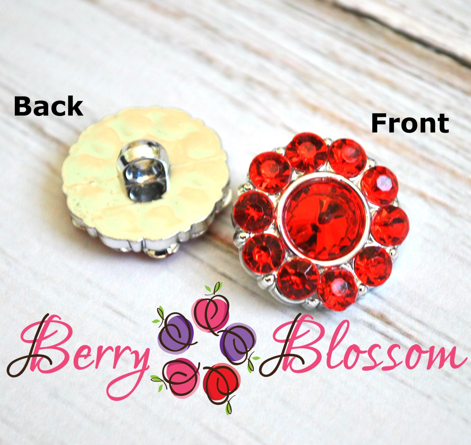 21mm Red Rhinestone botón Set de 2 Botones de acrílico | Etsy