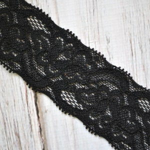 Black 5 Yard Lace 1.5 Inch Size Stretch Lace Wedding - Etsy