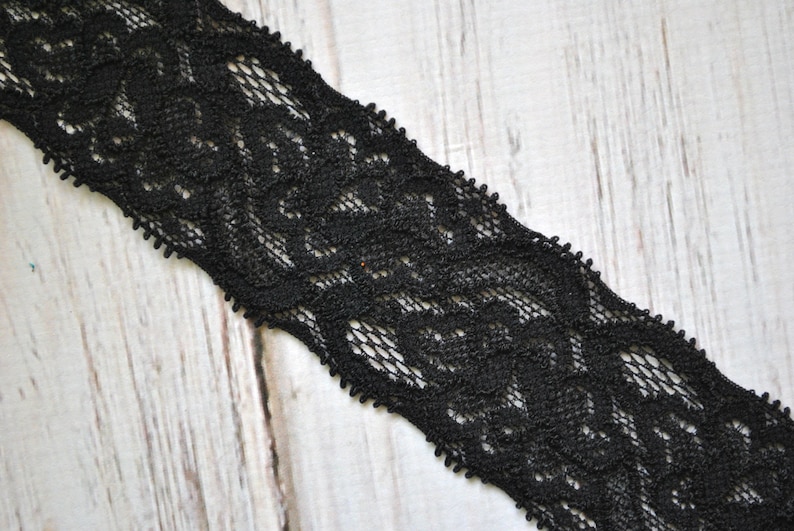Black 5 Yard Lace 1.5 Inch Size Stretch Lace Wedding - Etsy