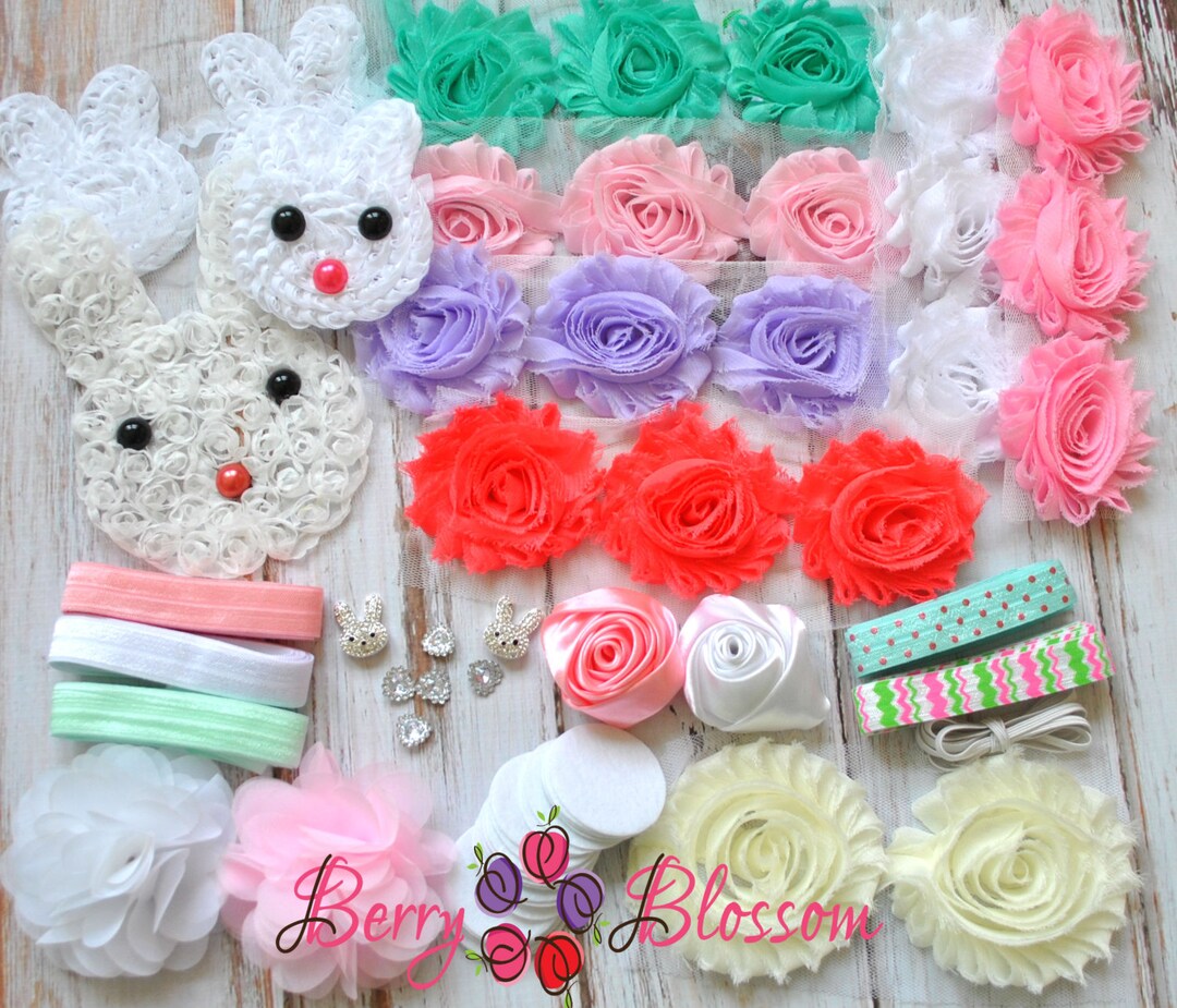 66pc Easter Headband Kit DIY Kit Includes: Bunnies,flowers,roses ...
