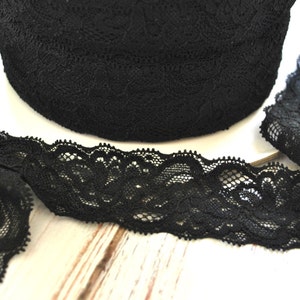Black 5 Yard Lace 1.5 Inch Size Stretch Lace Wedding - Etsy