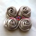 Silver Satin Rosette 2 Inch Size Satin Rose Flowers Rolled Soft Rosette ...