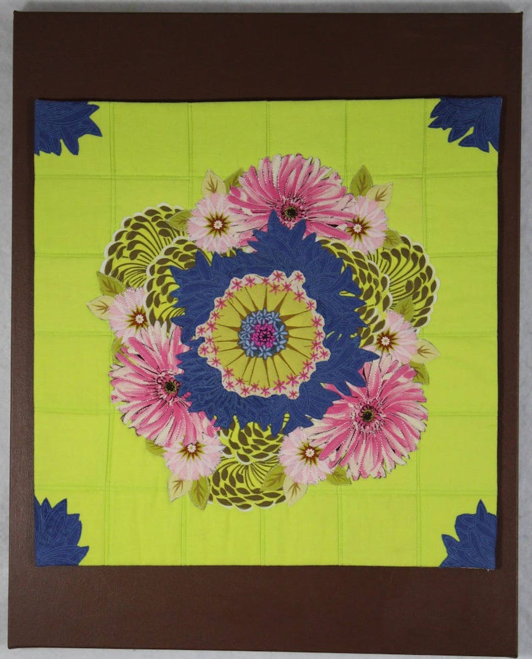 Wall Art. Bright Happy Lime Green Pink and Blue Floral - Etsy