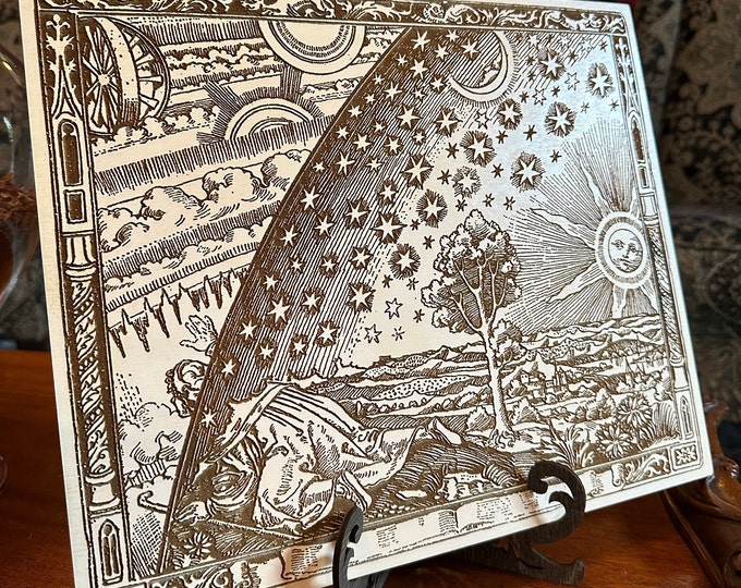 Flamarrion Woodcut, Solid Maple Wood Carved Esoteric Wall Decor ...