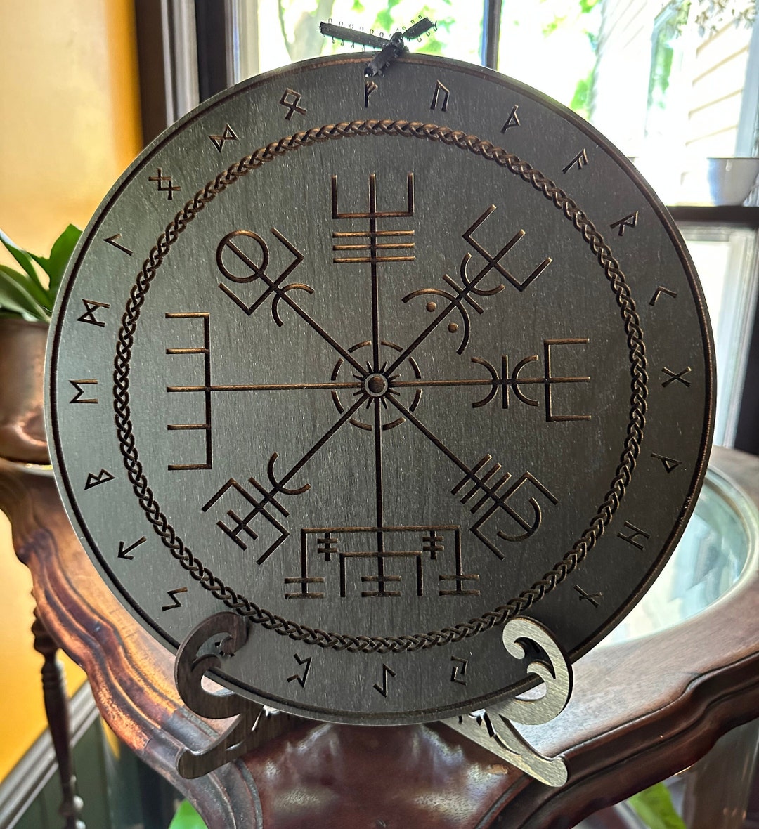 Vegvísir Magical Runic Compass Deep Laser Carved Hand Finished Plaque ...