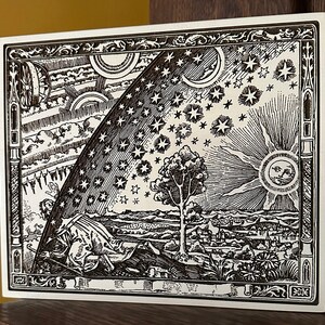 Flamarrion Woodcut, Solid Maple Wood Carved Esoteric Wall Decor ...