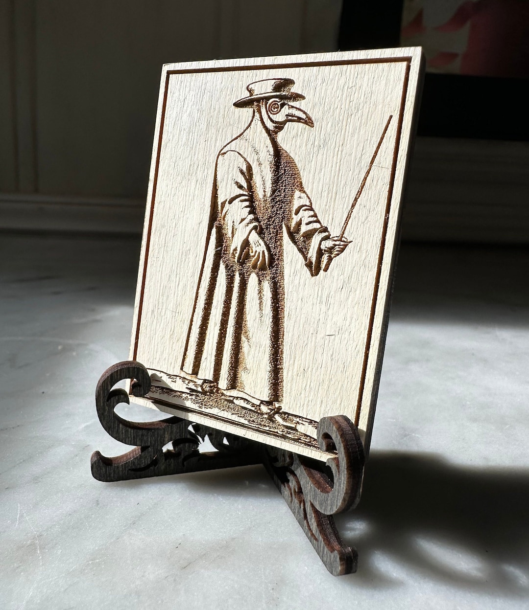 Plague Doctor Mini Laser Engraved Plaque With Mini Easel - Etsy
