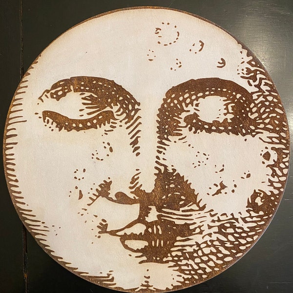 Wood Moon Face Wall Art - Etsy