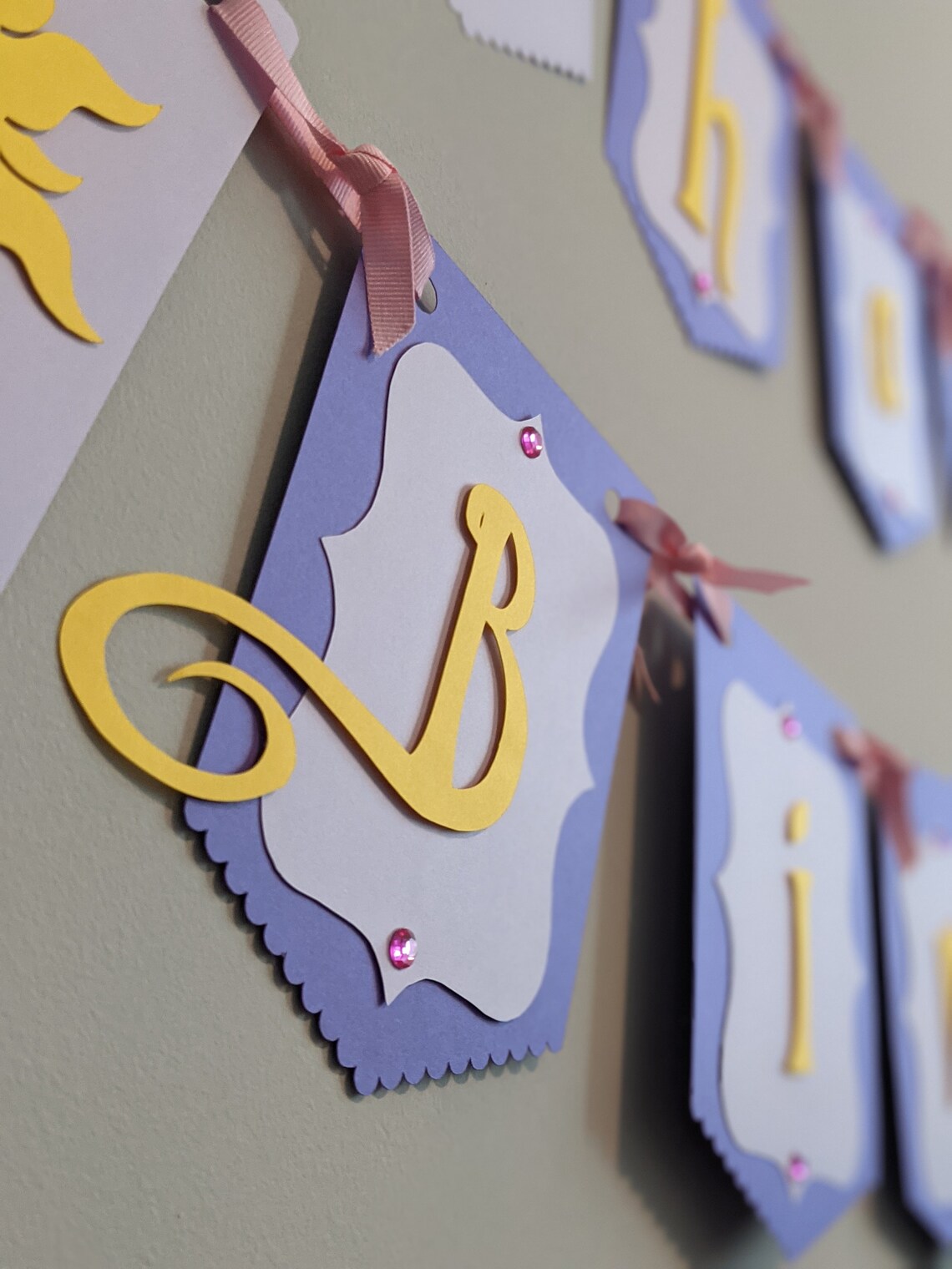 Rapunzel Birthday Banner With Rhinestone Details Large - Etsy