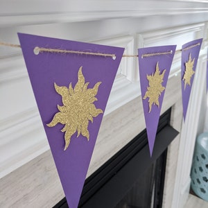 Tangled Flag Banner With Gold Glitter Suns - Etsy