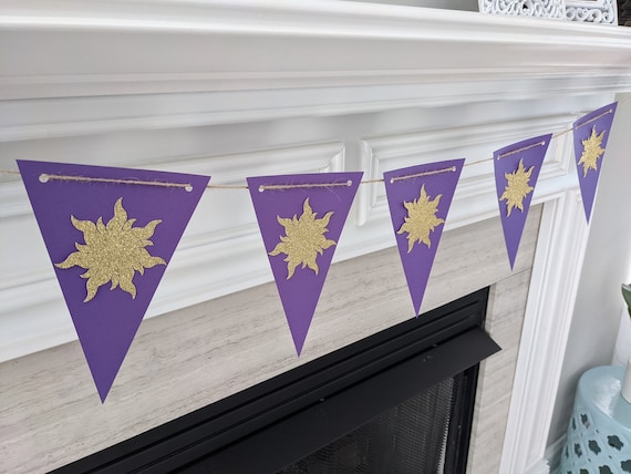 Tangled Flag Banner With Gold Glitter Suns | Etsy