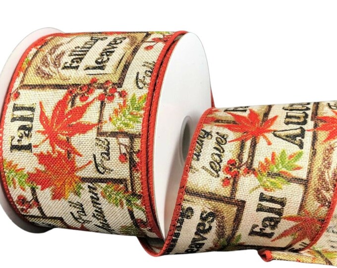 10 Yards Rustic Fall Script Wired Ribbon - Ribbon for Wreaths, Fall ...