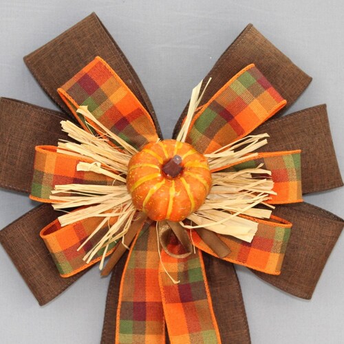 Natural Rustic Fall Wreath Bow Thanksgiving Decorations - Etsy