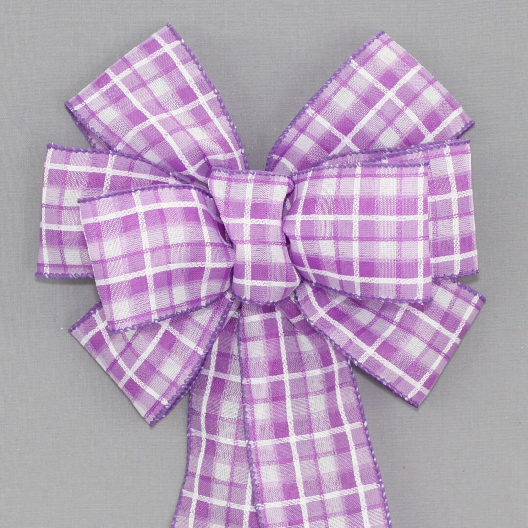 Lavender Kentini Spring Plaid Wreath Bow - Lavender Wreath Bow ...