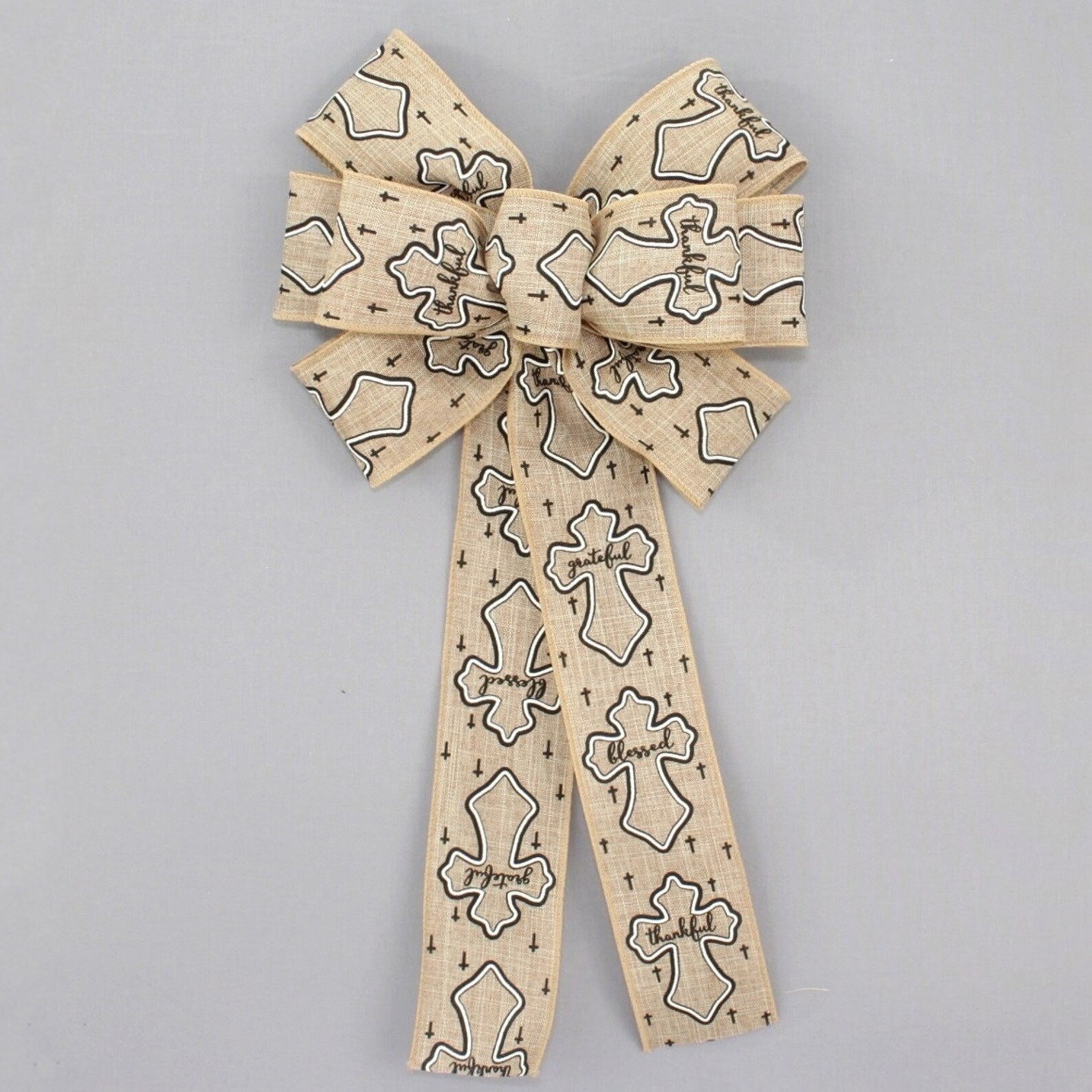 Religious Crosses Rustic Wreath Bow Religious Christmas Bow - Etsy