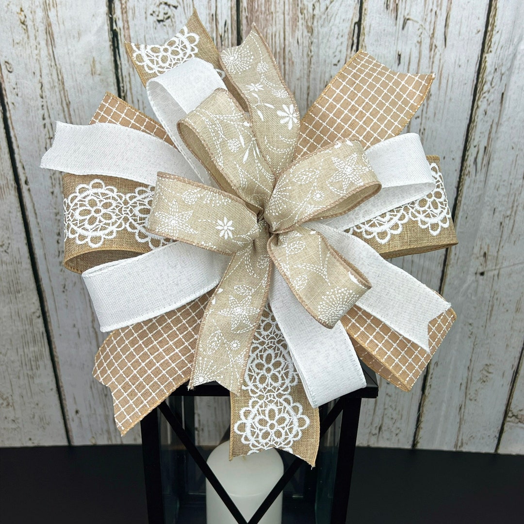 Natural White Spring Rustic Wreath Bow - Spring Wreath Bow, Natural ...