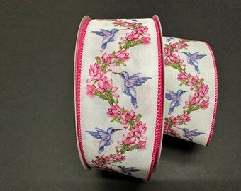 Watercolor Floral Spring Wire Edge Ribbon Floral Wire Ribbon, Ribbon ...