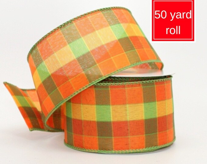 50 Yards Vibrant Plaid Wire Edge Ribbon Ribbon for Wreaths, Spring ...