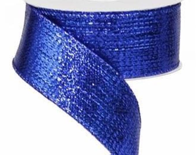 10 Yards Royal Blue Metallic Christmas Wired Ribbon - Hanukkah Ribbon ...