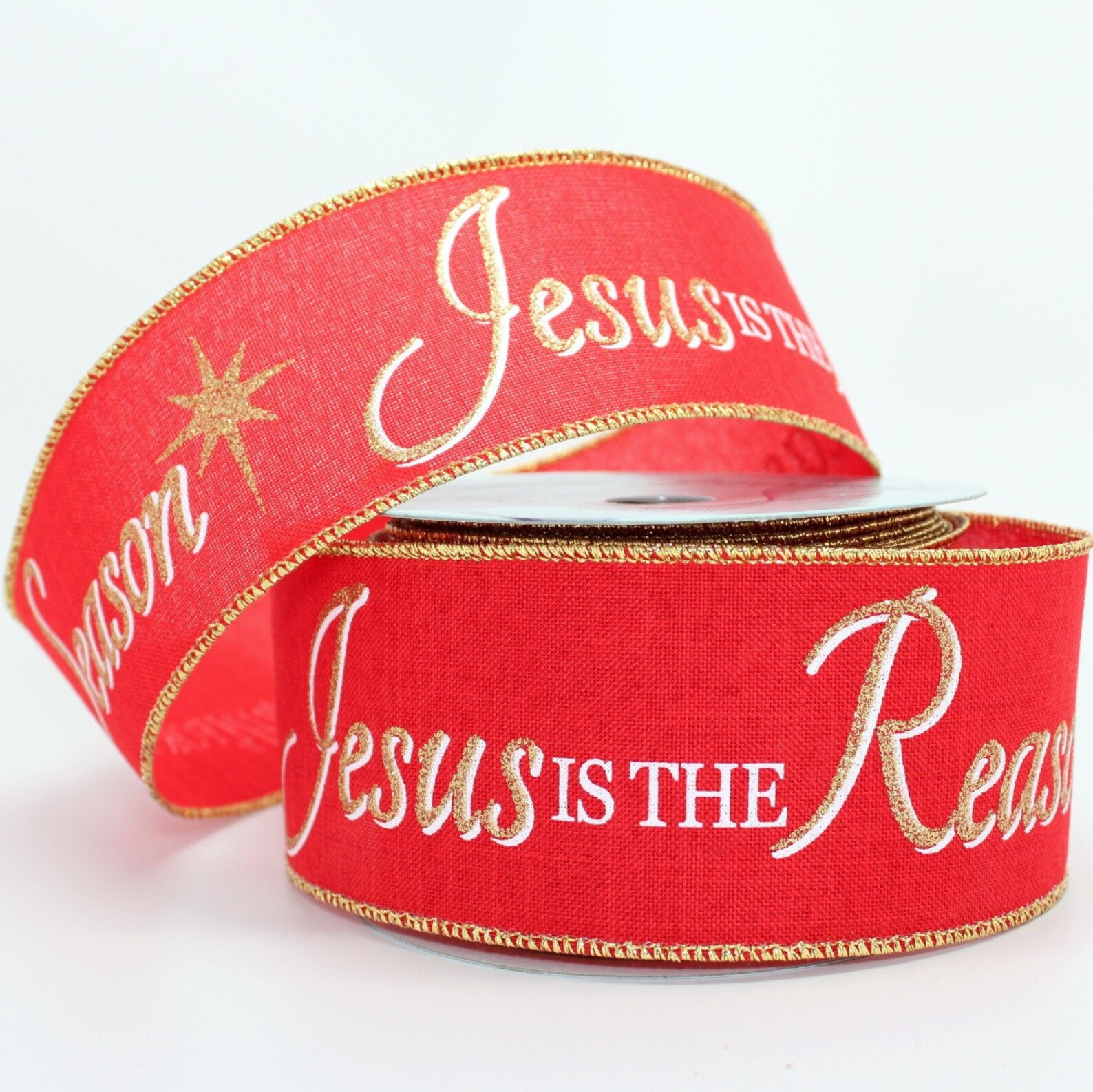 10 yards Red Jesus is the Reason Christmas Wired Ribbon | Etsy