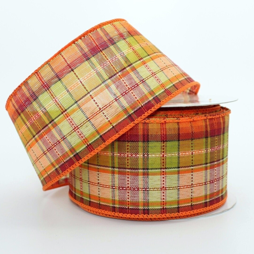 10 Yards Field Stitch Fall Plaid Wired Ribbon - Fall Plaid Ribbon, 2.5 ...
