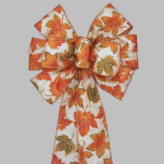 Items Similar To Fall Leaf Thanksgiving Bow Fall Wreath Bow Fall