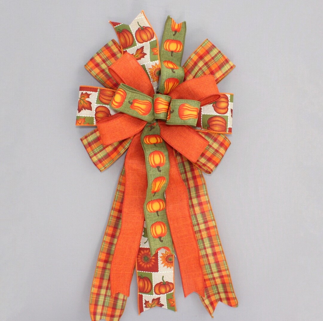 Fall Pumpkin Collage Plaid Wreath Bow Fall Pumpkin Bow Fall Wreath Bow