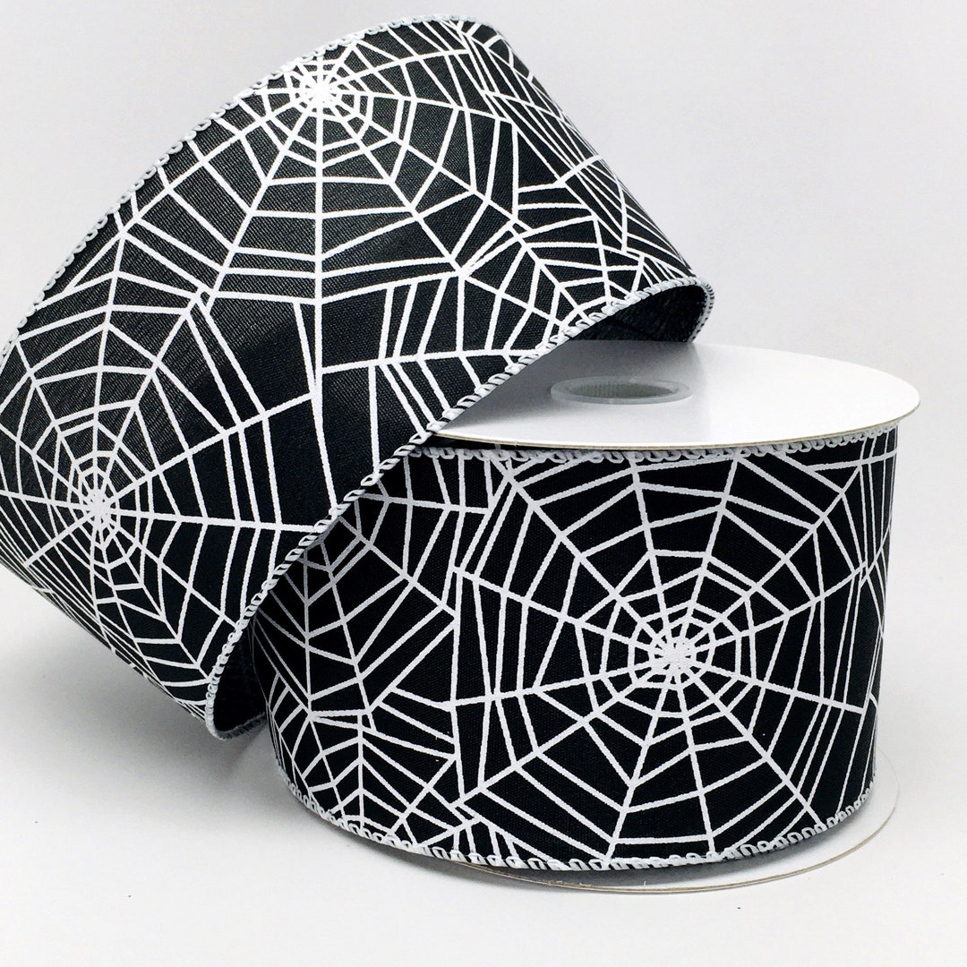 10 Yards Spider Web Halloween Wired Ribbon - Ribbon for Wreaths, Spider ...