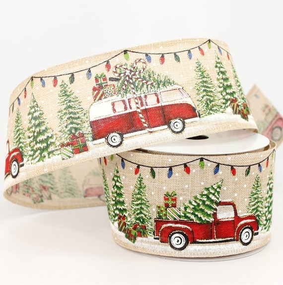 10 Yards Rustic Campertruck Wired Ribbon Red Truck Ribbon - Etsy