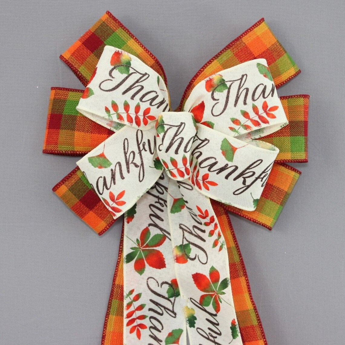 Thankful Fall Vibrant Plaid Wreath Bow Fall Wreath Bow | Etsy