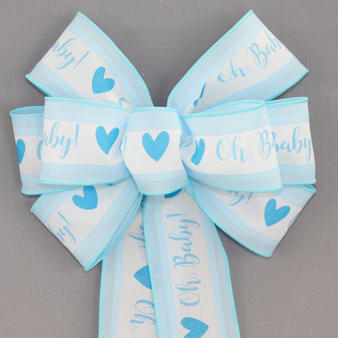 Oh Baby Blue Boy Shower Wreath Bow - Baby Wreath Bow, Blue Baby Wreath ...