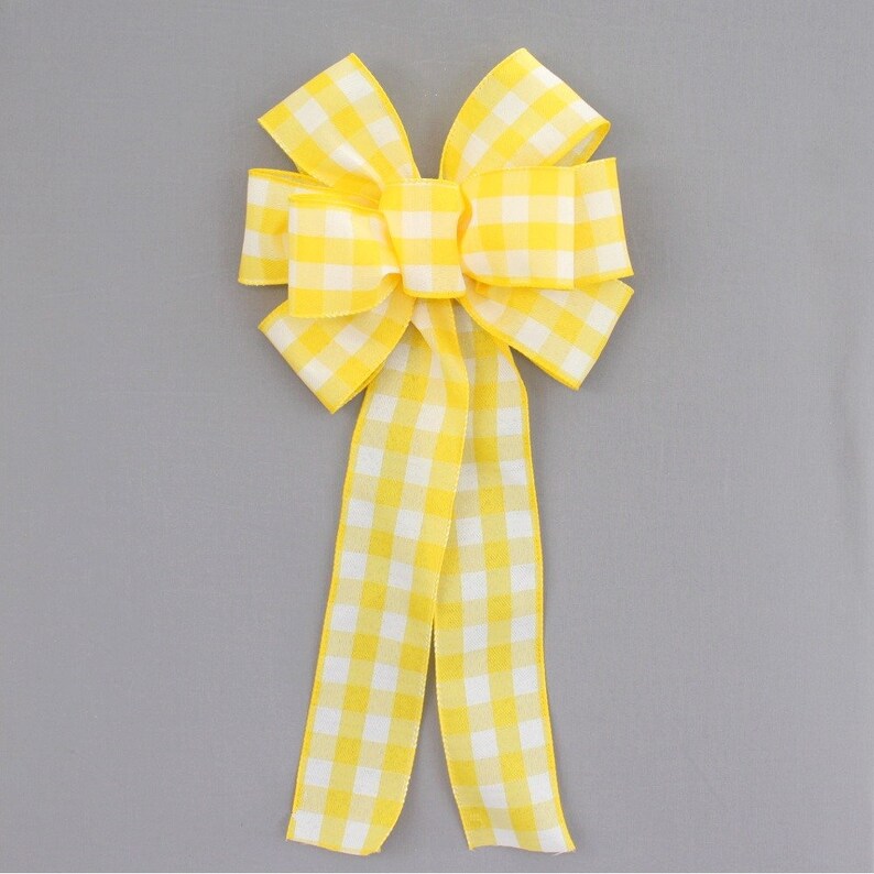 Yellow White Buffalo Plaid Spring Wreath Bow Buffalo Plaid - Etsy