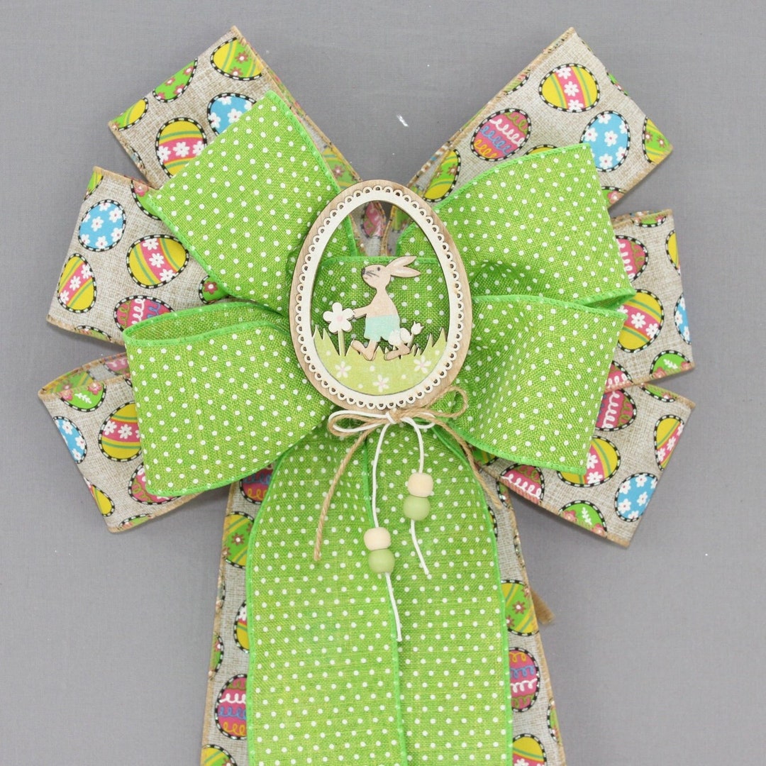 Easter Egg Bunny Wreath Bow - Easter Wreath Bow, Spring Bow, Easter ...
