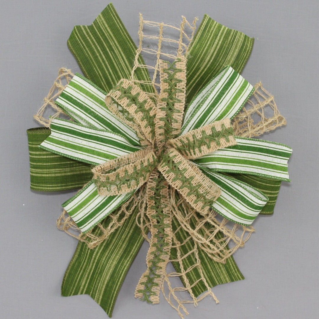 Moss Green Jute Spring Rustic Wreath Bow - Spring Wreath Bow, Moss ...