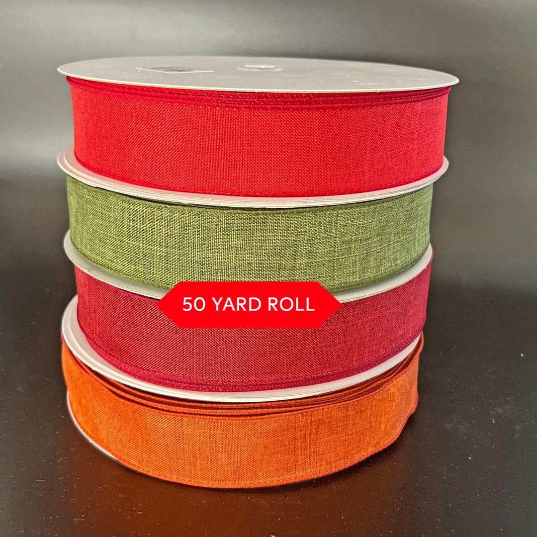 50 Yards Natural Linen Wire Edge Ribbon - Fall Rustic Ribbon, Ribbon ...