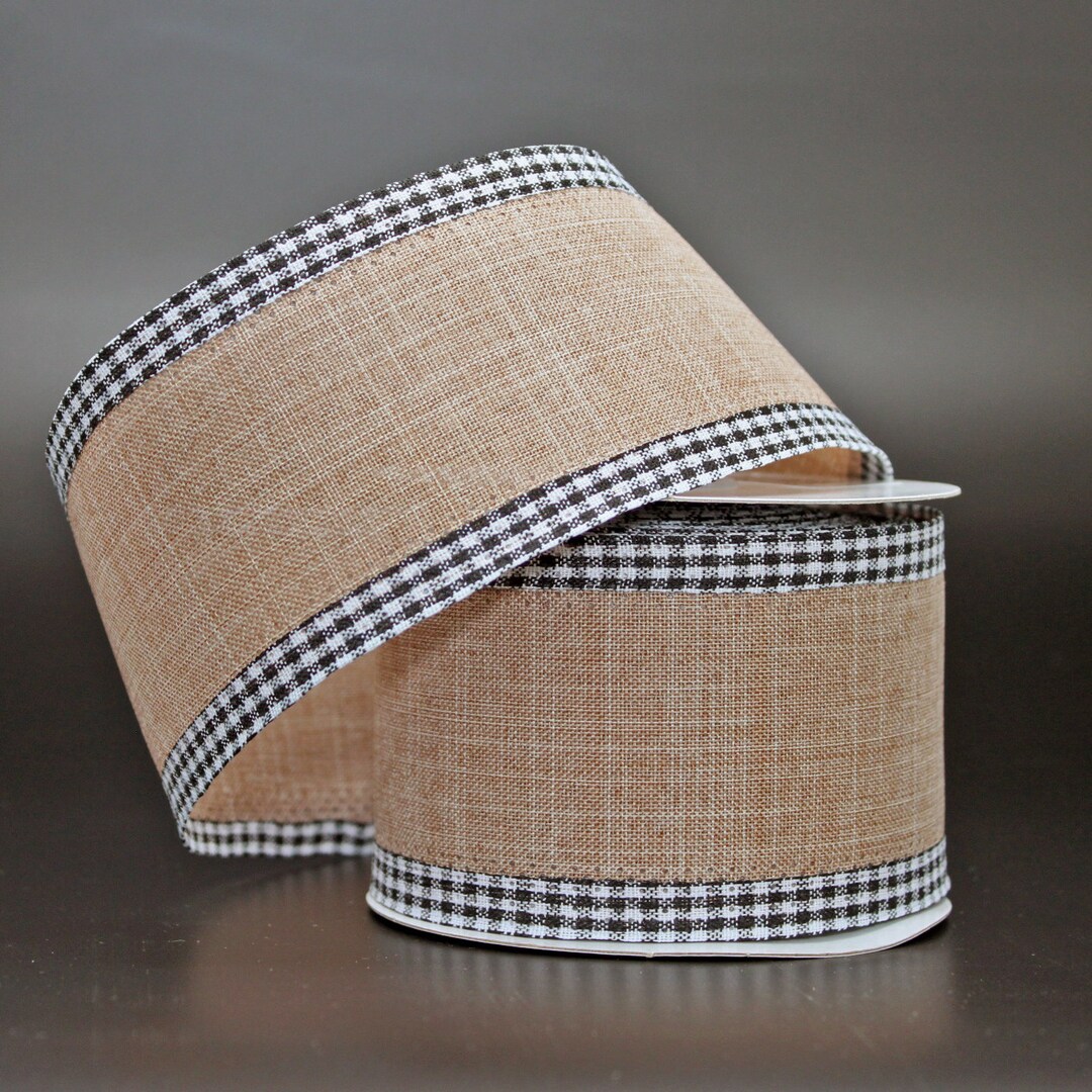 10 Yards Caramel Rustic Black White Gingham Wired Edge Ribbon Fall ...