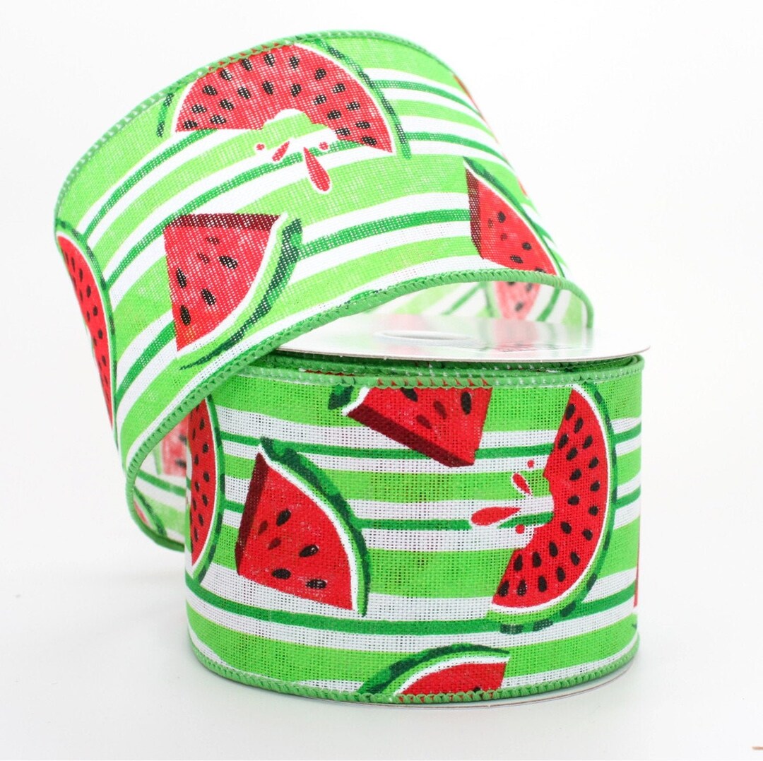 10 Yards Juicy Watermelon Wired Ribbon - Spring Ribbon, Watermelon ...