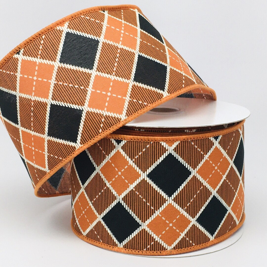 10 Yards Orange Black Bonnie Chex Halloween Wired Ribbon - Black Orange ...