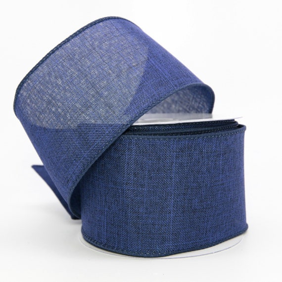 10 Yards Navy Blue Wire Edge Ribbon Rustic Ribbon Ribbon | Etsy